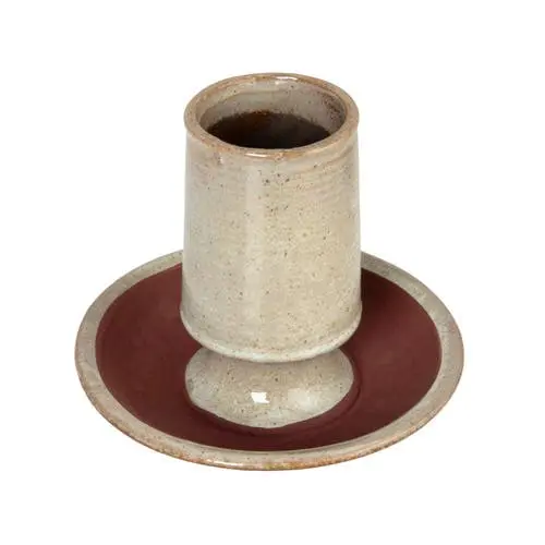 STORIED HOME Stoneware Match Holder With Striker Plate And Reactive Glaze - Grey