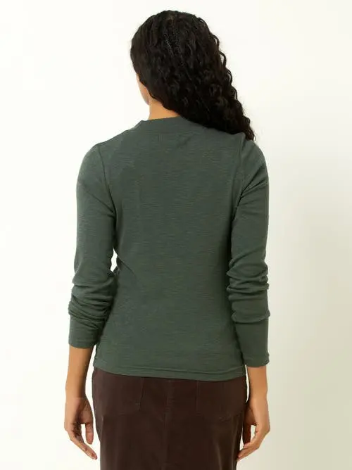 SINGLE STITCH Long Sleeve Crew Neck Tee - Hunter Green