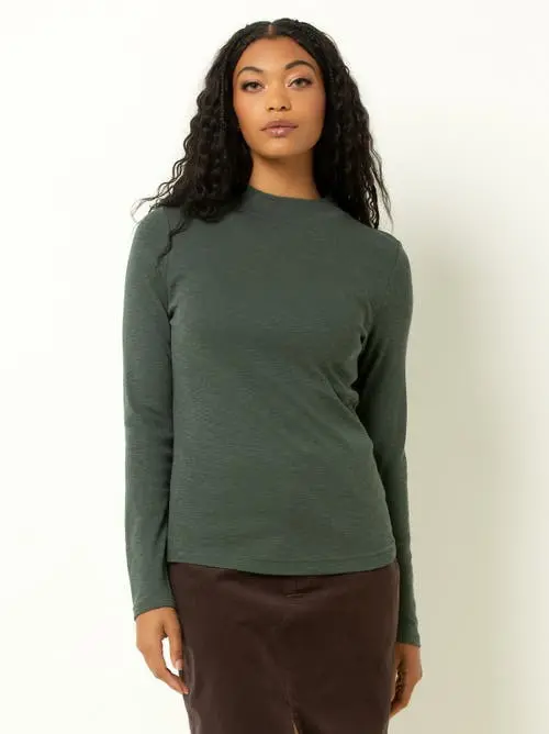 SINGLE STITCH Long Sleeve Crew Neck Tee - Hunter Green