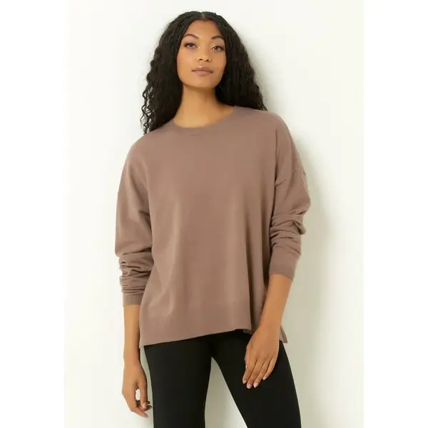 SINGLE STITCH Relaxed Crew Neck Sweater - Deep Taupe