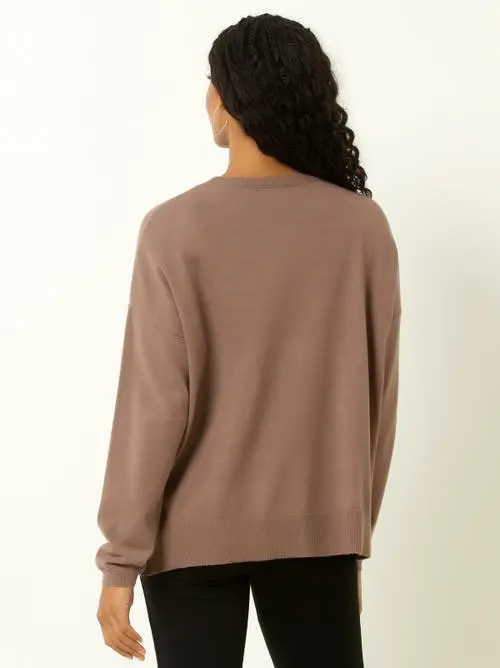 SINGLE STITCH Relaxed Crew Neck Sweater - Deep Taupe