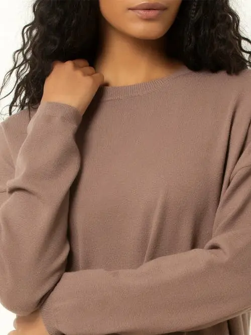 SINGLE STITCH Relaxed Crew Neck Sweater - Deep Taupe
