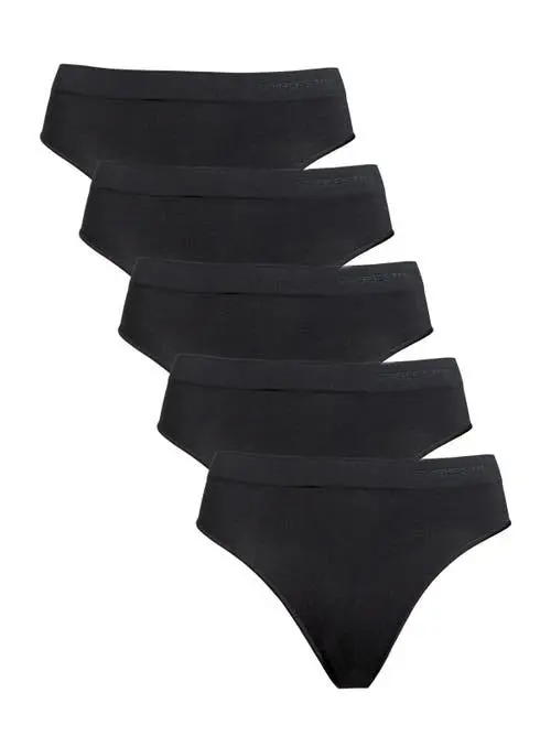 SINGLE STITCH Seamless Modal Blend Thong 5-pack - Black