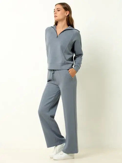 SINGLE STITCH Ultra Soft Wide-leg Pant - Slate Blue