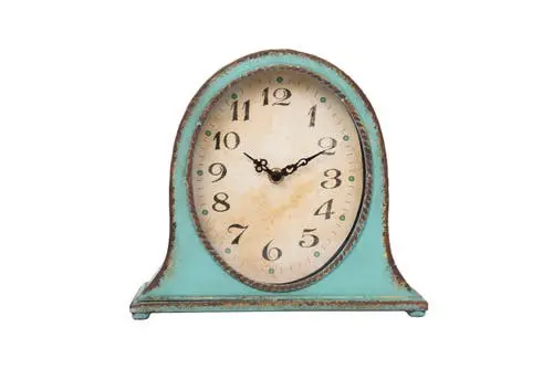 STORIED HOME Decorative Metal Mantel Clock - Blue