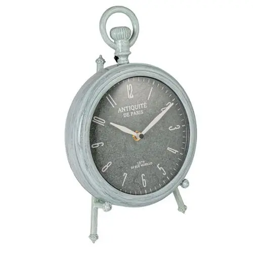 STORIED HOME Antique Reproduction Pewter Mantel Clock - Soft Blue