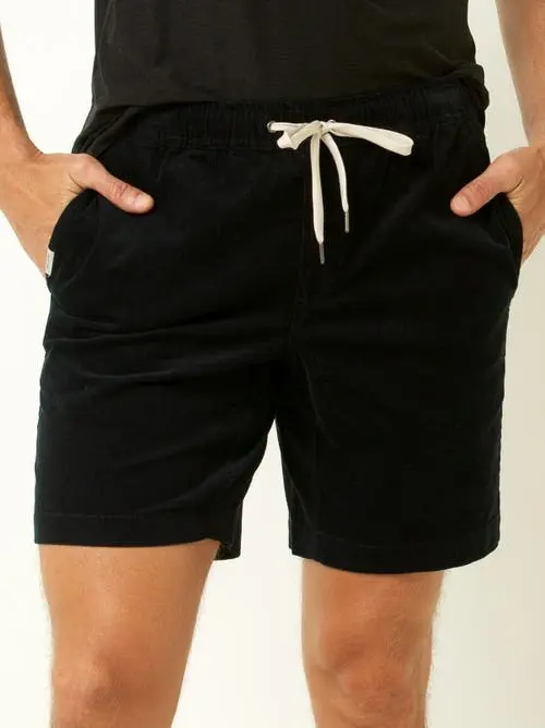 SINGLE STITCH Drawstring Corduroy Shorts - Deep Navy