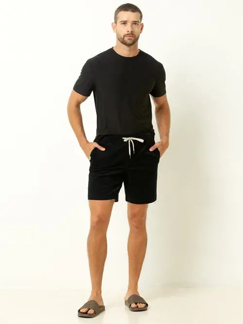 SINGLE STITCH Drawstring Corduroy Shorts - Deep Navy