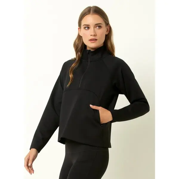 SINGLE STITCH Performance 1/4 Zip Pullover - Black