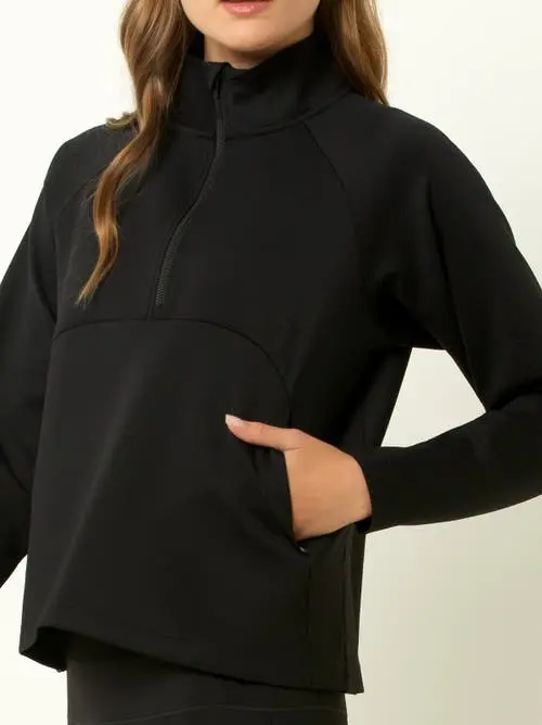 SINGLE STITCH Performance 1/4 Zip Pullover - Black