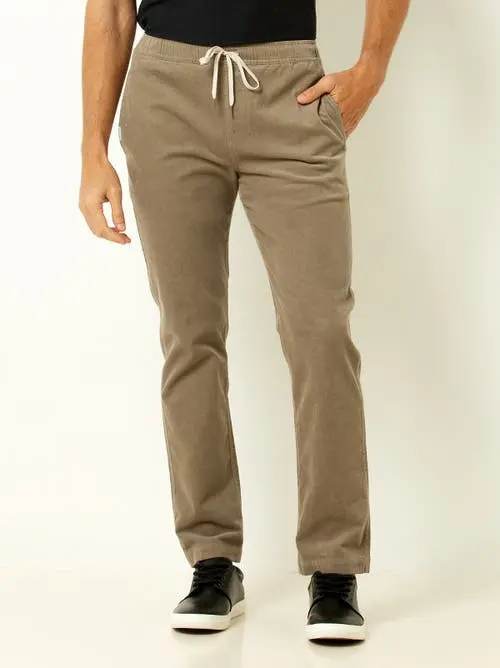 SINGLE STITCH Corduroy Drawstring Pants - Tan