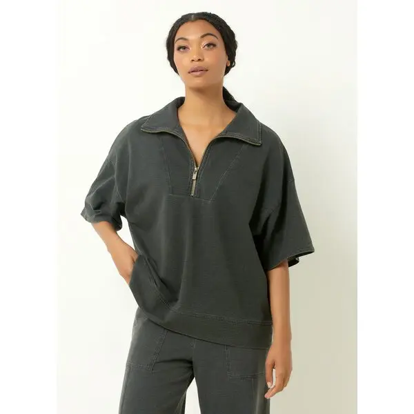 SINGLE STITCH Oversized Half Zip Pullover
