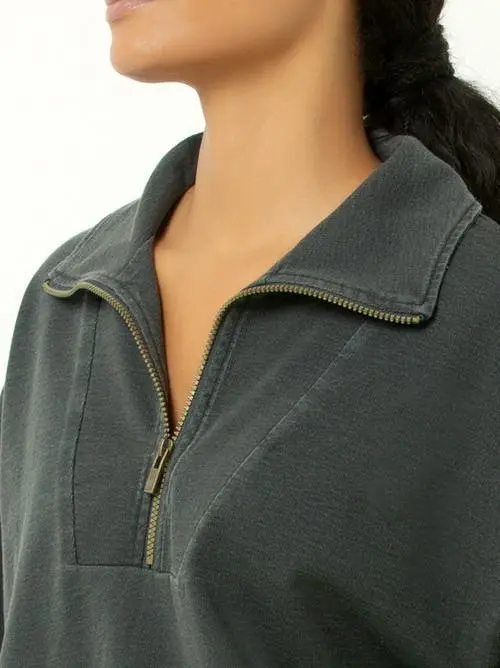 SINGLE STITCH Oversized Half Zip Pullover