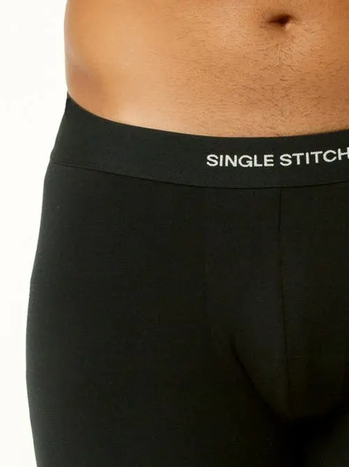 SINGLE STITCH Cotton Modal Boxer Brief 4-pack - Black Blue Gray