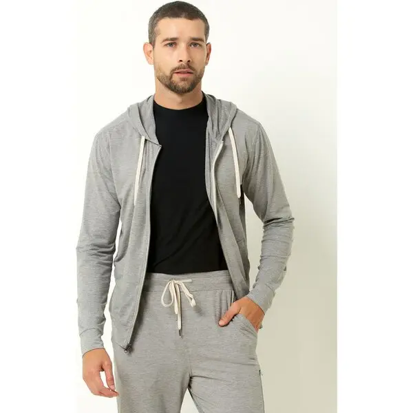 SINGLE STITCH Full Zip Hoodie - Heather Gray
