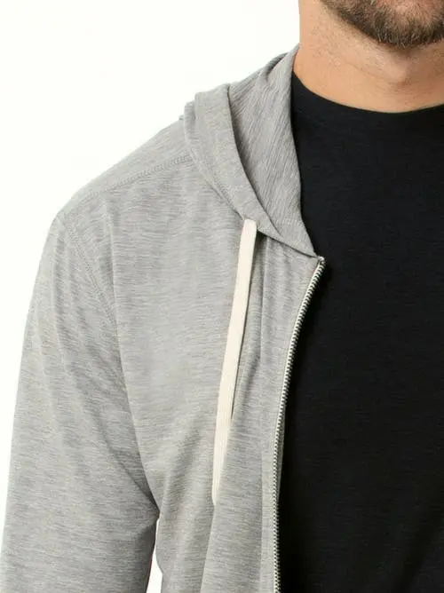 SINGLE STITCH Full Zip Hoodie - Heather Gray