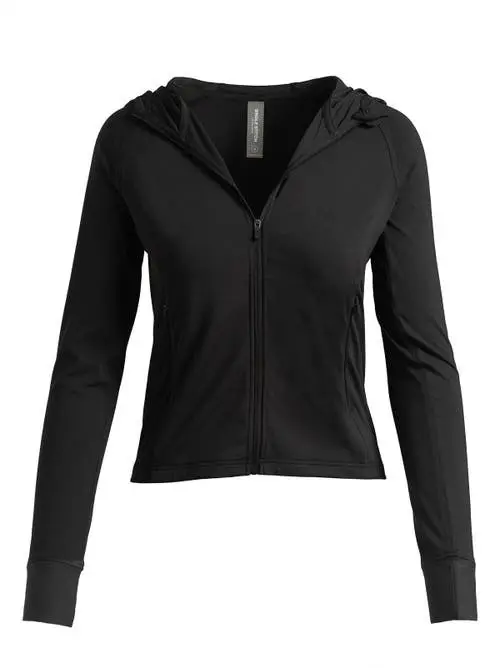 SINGLE STITCH Full Zip Hooded Jacket - Black