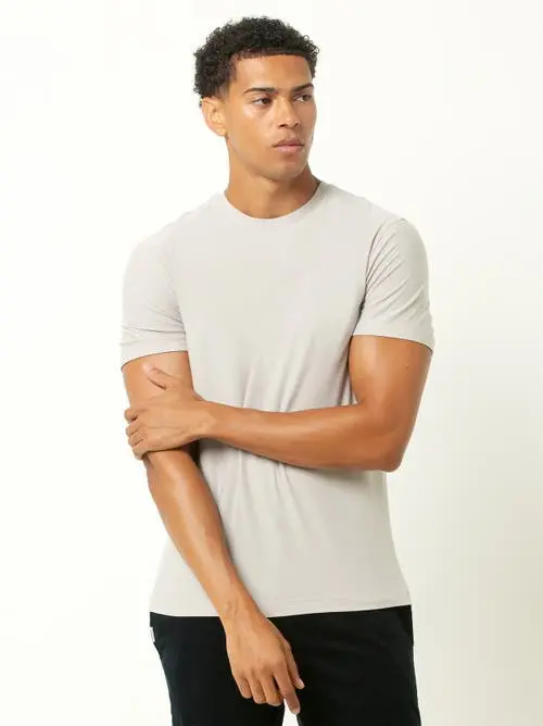 SINGLE STITCH Premium Crew Neck T-shirt - Stonewash