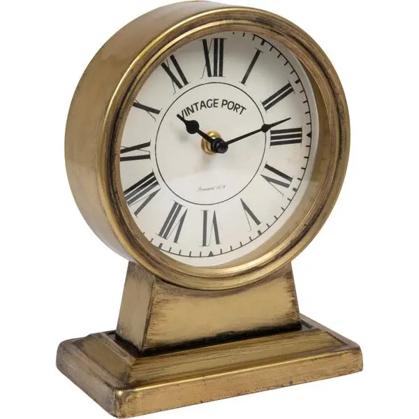 STORIED HOME Decorative Metal Mantel Clock - Gold