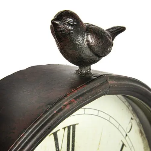 STORIED HOME Oval Metal Wall Clock With Bird