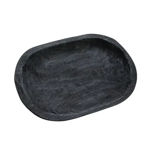 STORIED HOME Hand-carved Paulownia Wood Bowl - Black