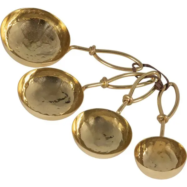 STORIED HOME Set Of 4 Hammered Stainless Steel Scoops - Brass