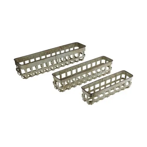 STORIED HOME Open Weave Metal Baskets, Silver - Grey