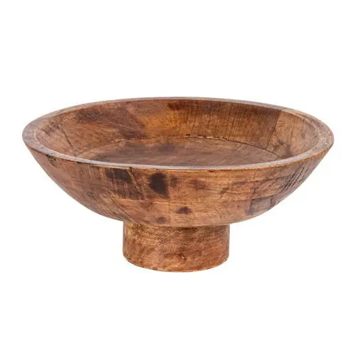 STORIED HOME Mango Wood Footed Bowl