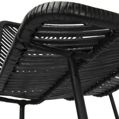 STORIED HOME Chic Rattan Bar Stool With Metal Frame