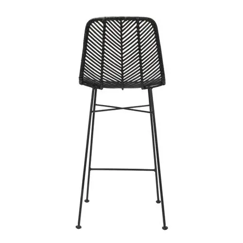STORIED HOME Chic Rattan Bar Stool With Metal Frame
