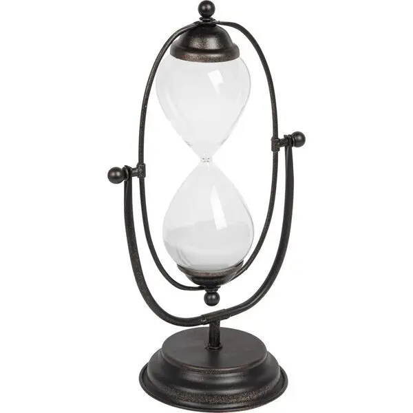 STORIED HOME Decorative Rust Color Metal Hourglass With White Sand - Brown
