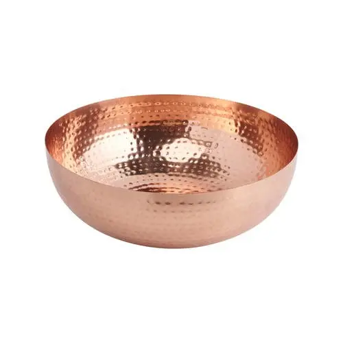 STORIED HOME Round Hammered Metal Bowl - Copper