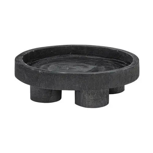 STORIED HOME Paulownia Wood Pedestal Tray - Black