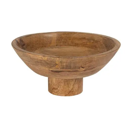 STORIED HOME Mango Wood Footed Bowl
