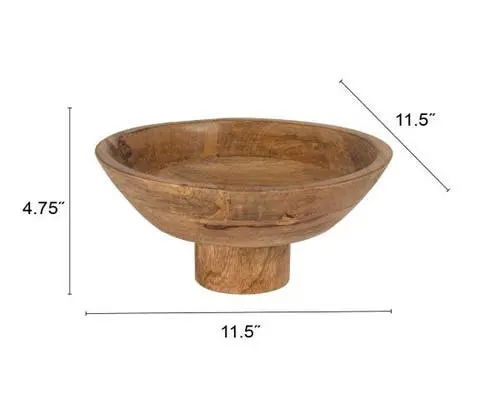 STORIED HOME Mango Wood Footed Bowl
