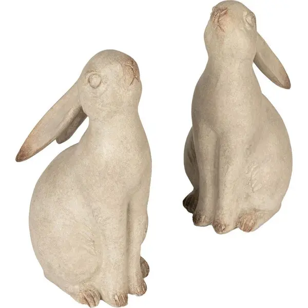 STORIED HOME Charming Resin Rabbit Bookends - Gray