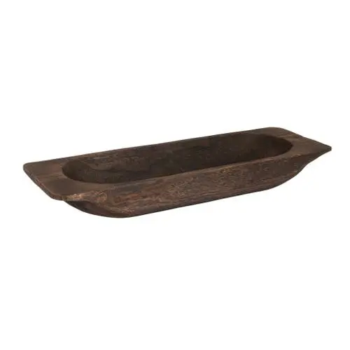 STORIED HOME Decorative Paulownia Wood Tray Bowl - Brown