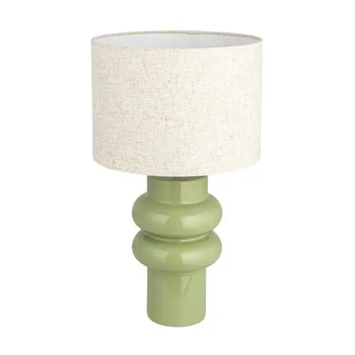 STORIED HOME Stoneware Table Lamp With Linen Shade - Green