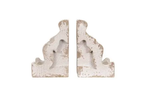 STORIED HOME Decorative Distressed Magnesia Corbel Bookends