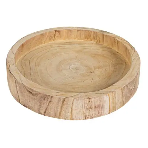 STORIED HOME Paulownia Wood Hand Carved Tray - Natural