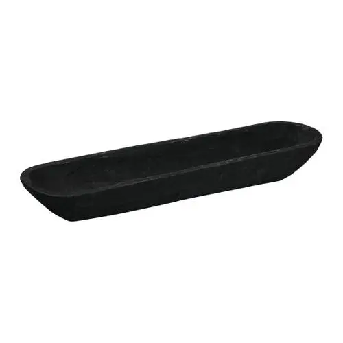 STORIED HOME Decorative Paulownia Wood Bowl - Black