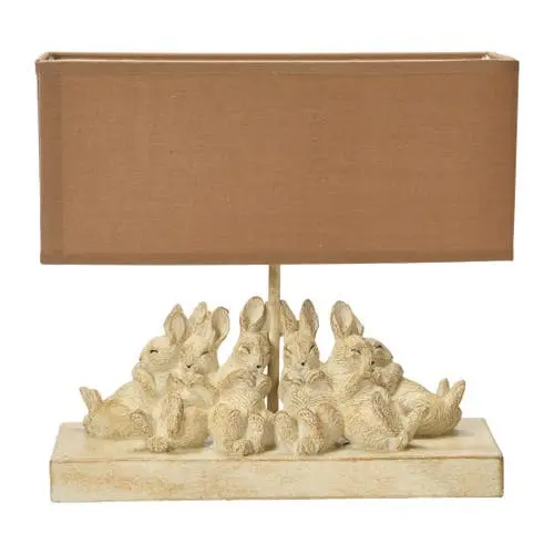 STORIED HOME Resin Rabbit Table Lamp With Rectangle Linen Shade