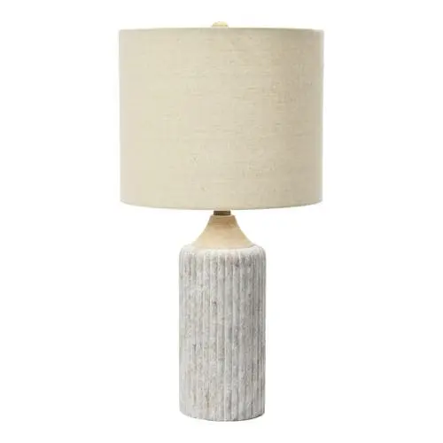 STORIED HOME 12" Round Cement Desk Lamp - White