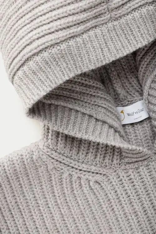 WOLF VS. GOAT (WVG) Wool Chunky Pullover Hoodie - Sawdust