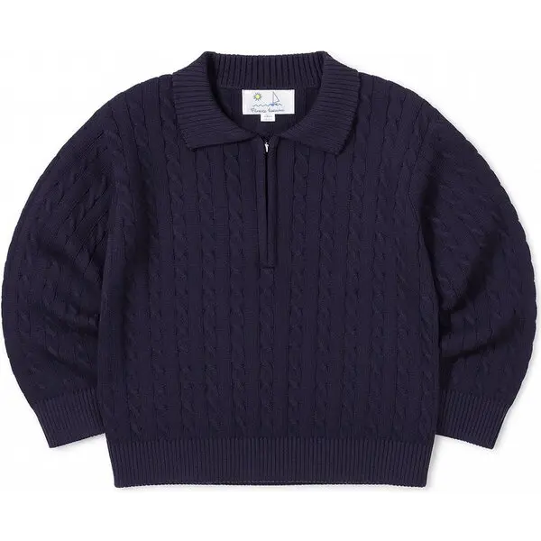 FLORENCE EISEMAN Cable Knit Polo Sweater