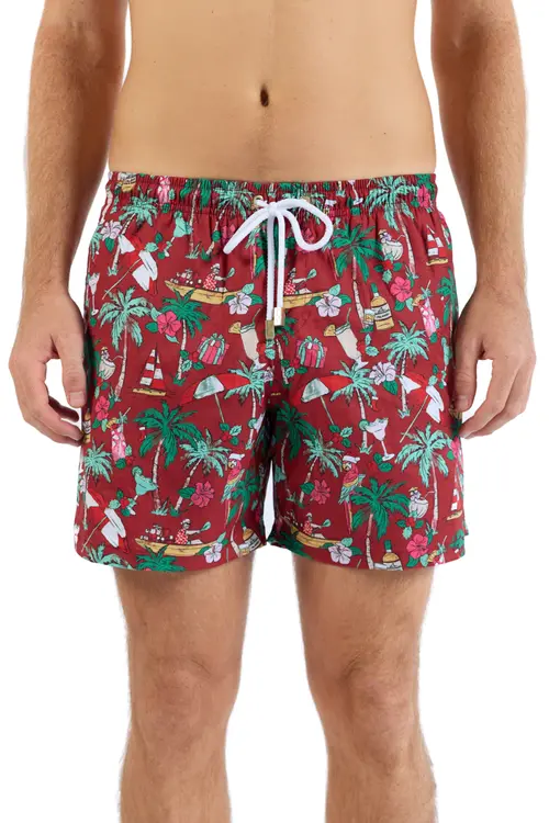 Kenny Flowers Christmas Island Margaritaville Swim Trunks - Red
