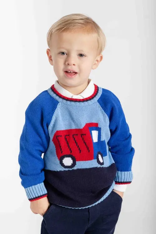 FLORENCE EISEMAN Intarsia Dump Truck Cotton Sweater