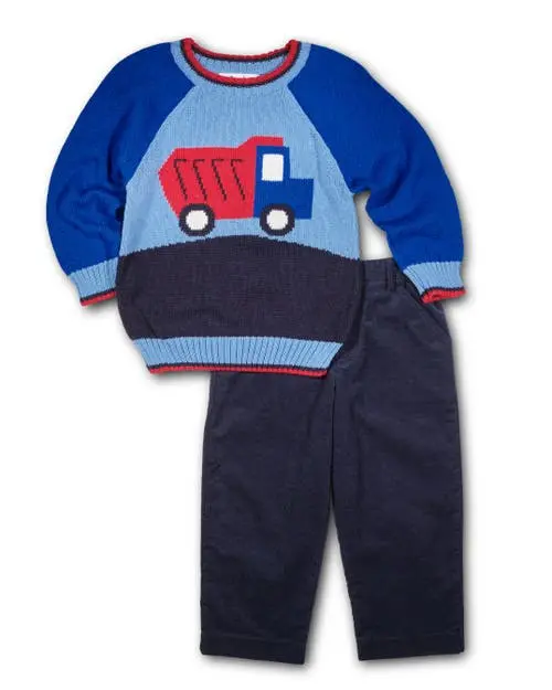 FLORENCE EISEMAN Intarsia Dump Truck Cotton Sweater