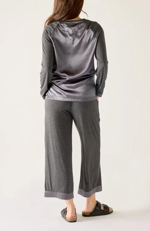 VOYAGEUR BY MERSEA Satin Sailor Modal Pajama Set - Grey Eclipse