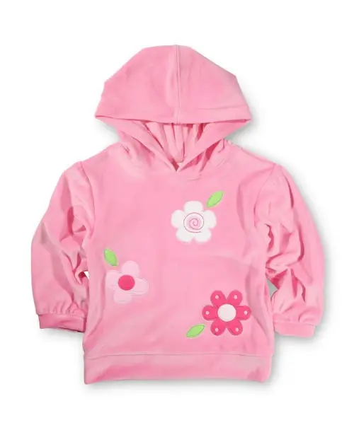 FLORENCE EISEMAN Velour Hoodie With Appliqué Flowers